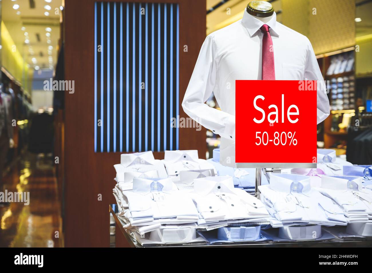 Sale mock up advertise display at clothes line Stock Photo - Alamy