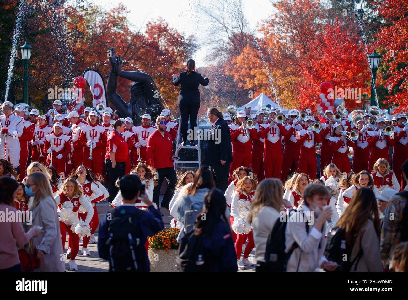 The Indiana University Marching Hundred and RedSteppers dance team ...