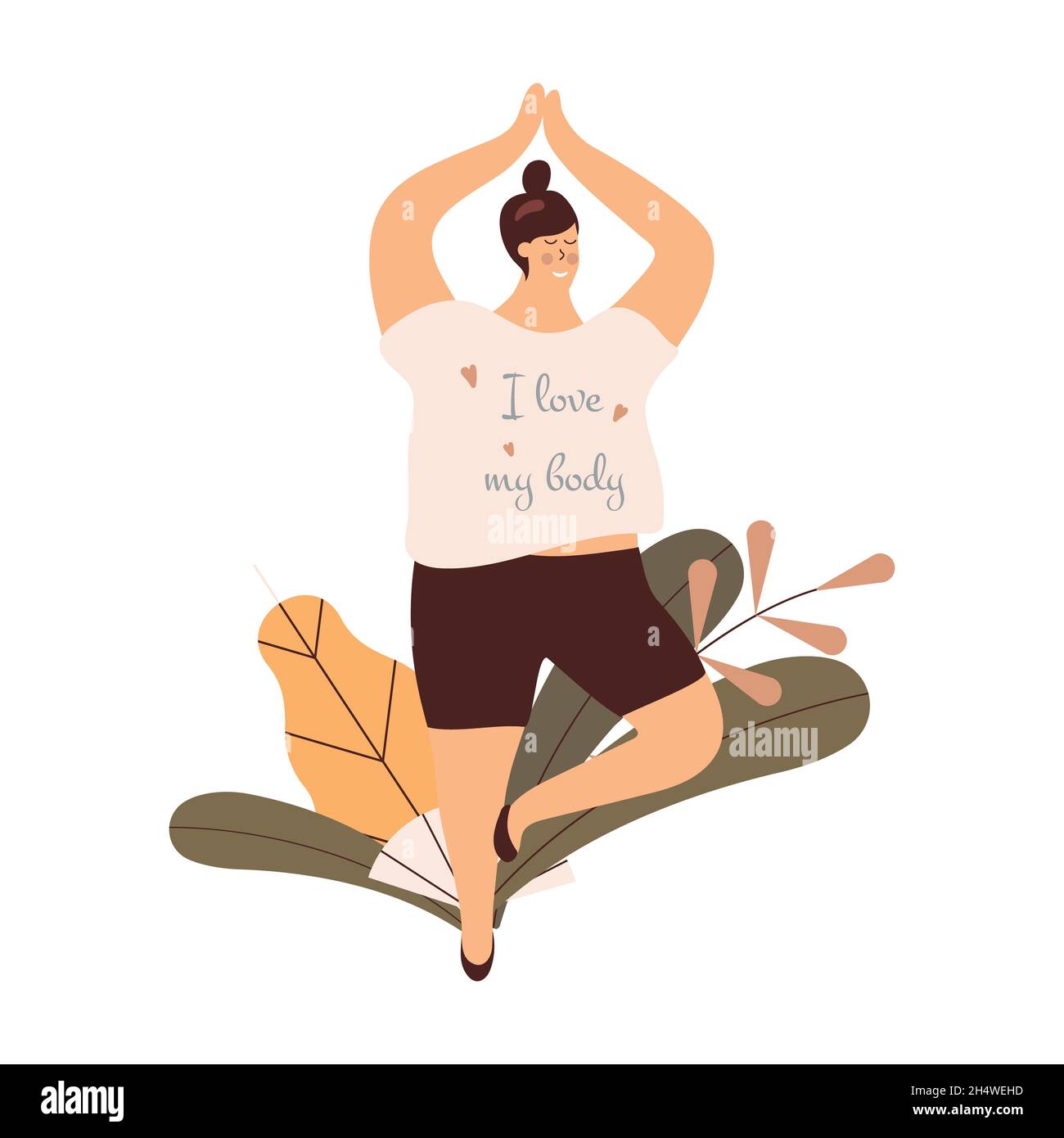 Body positivity cute young plump girl with more size-inclusive body do ...