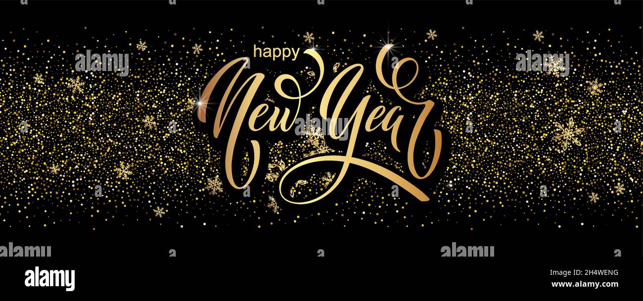 Happy New Year hand lettering calligraphy. Vector holiday illustration ...