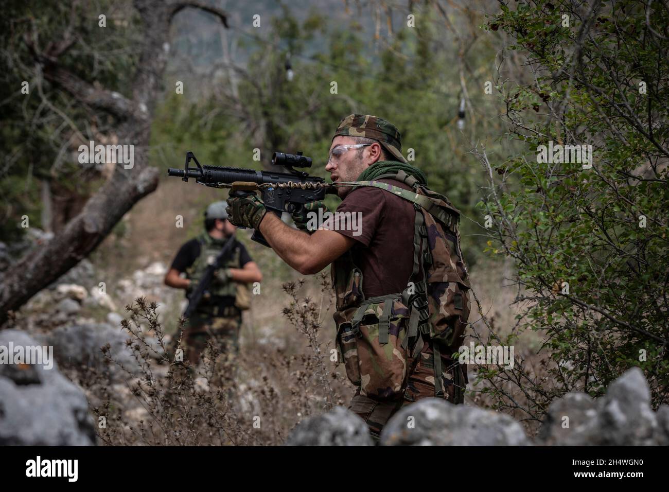War simulation, paintball in Italy Stock Photo - Alamy
