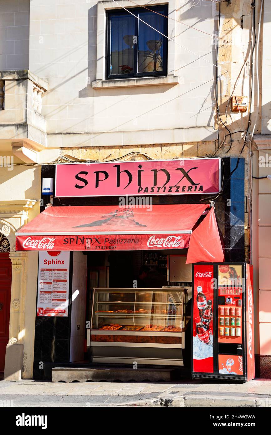 Traditional Maltese snack shop in the town centre, Mosta, Malta, Europe ...