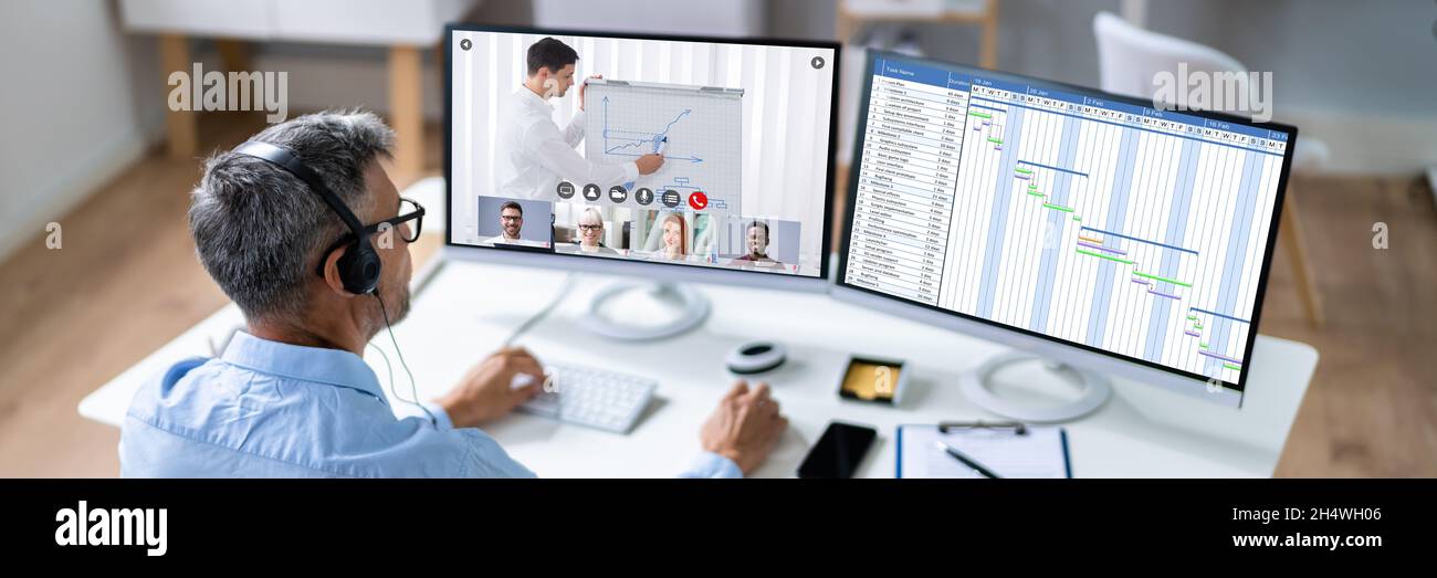 Virtual Online Training Conference Webinar Or Meeting Stock Photo - Alamy