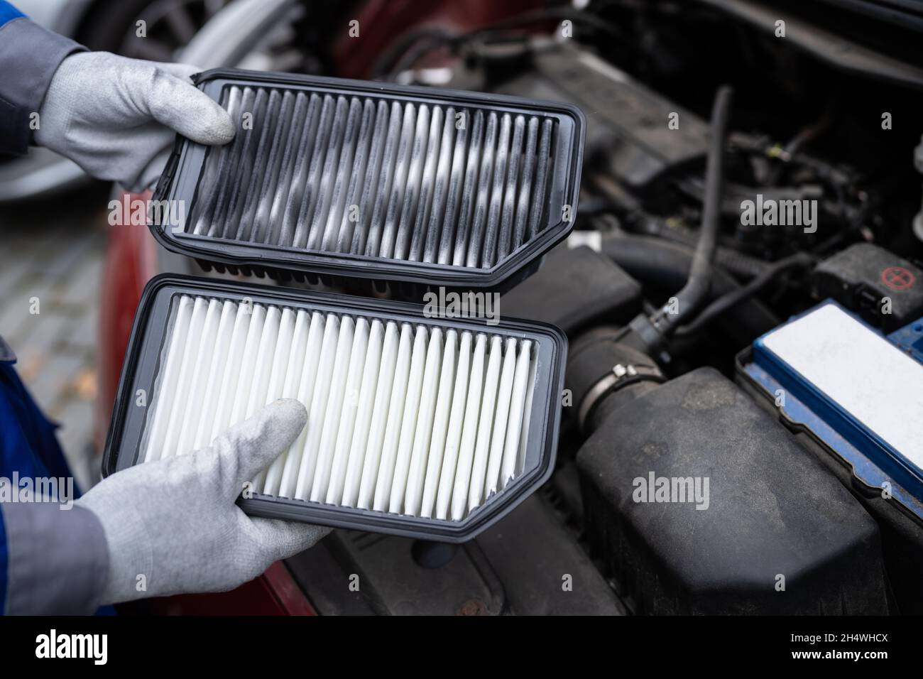 New Clean Car Filter. Vehicle Fresh Air. Automobile Maintenance Stock ...