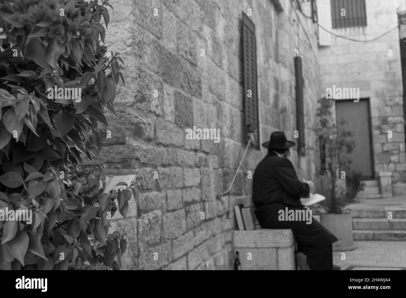 Old Jew reading Torah on Shabbat day. Torah reading, a Jewish religious ...