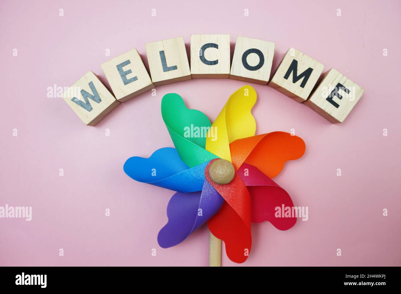 Welcome Summer message alphabet letter on pink background Stock Photo ...