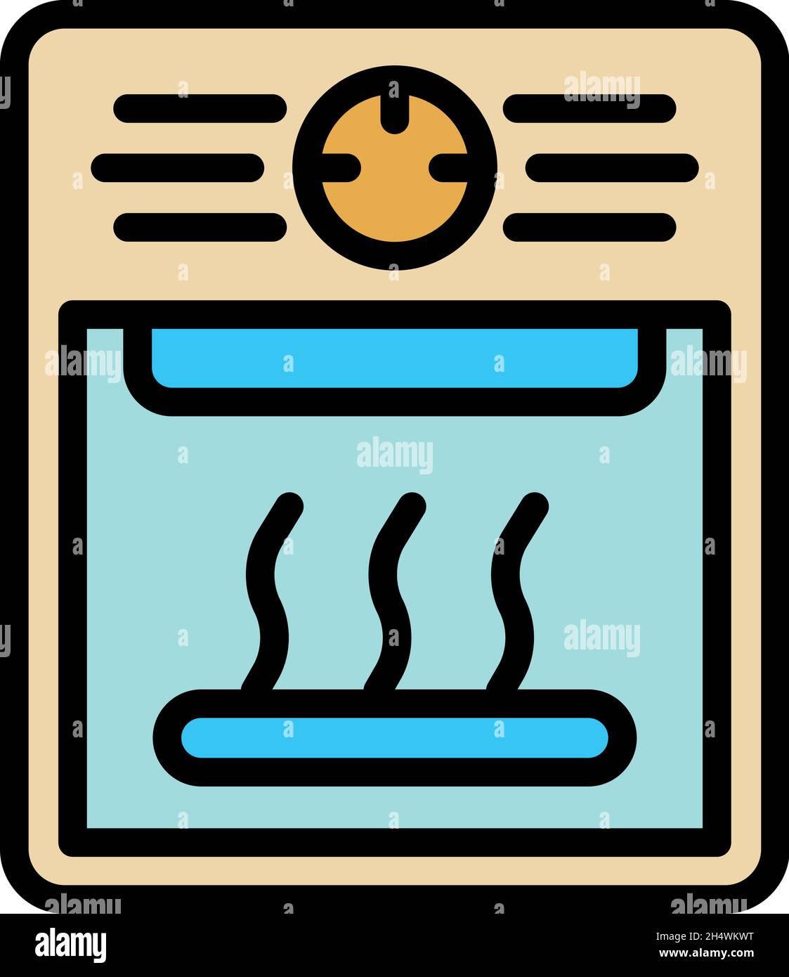 Electric oven icon. Outline electric oven vector icon color flat ...