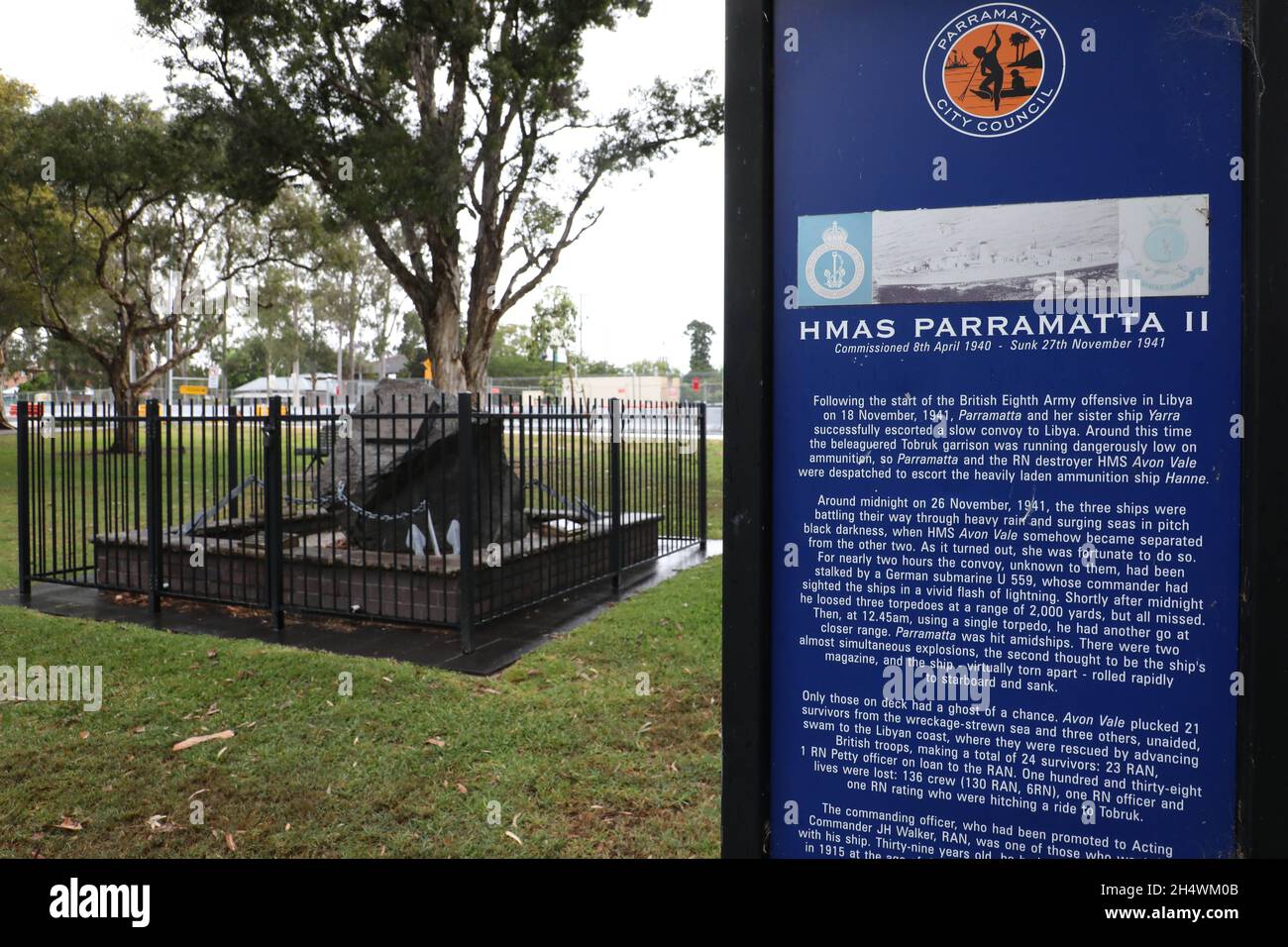 HMAS Parramatta II memorial at Queen's Wharf Reserve, Parramatta Stock ...