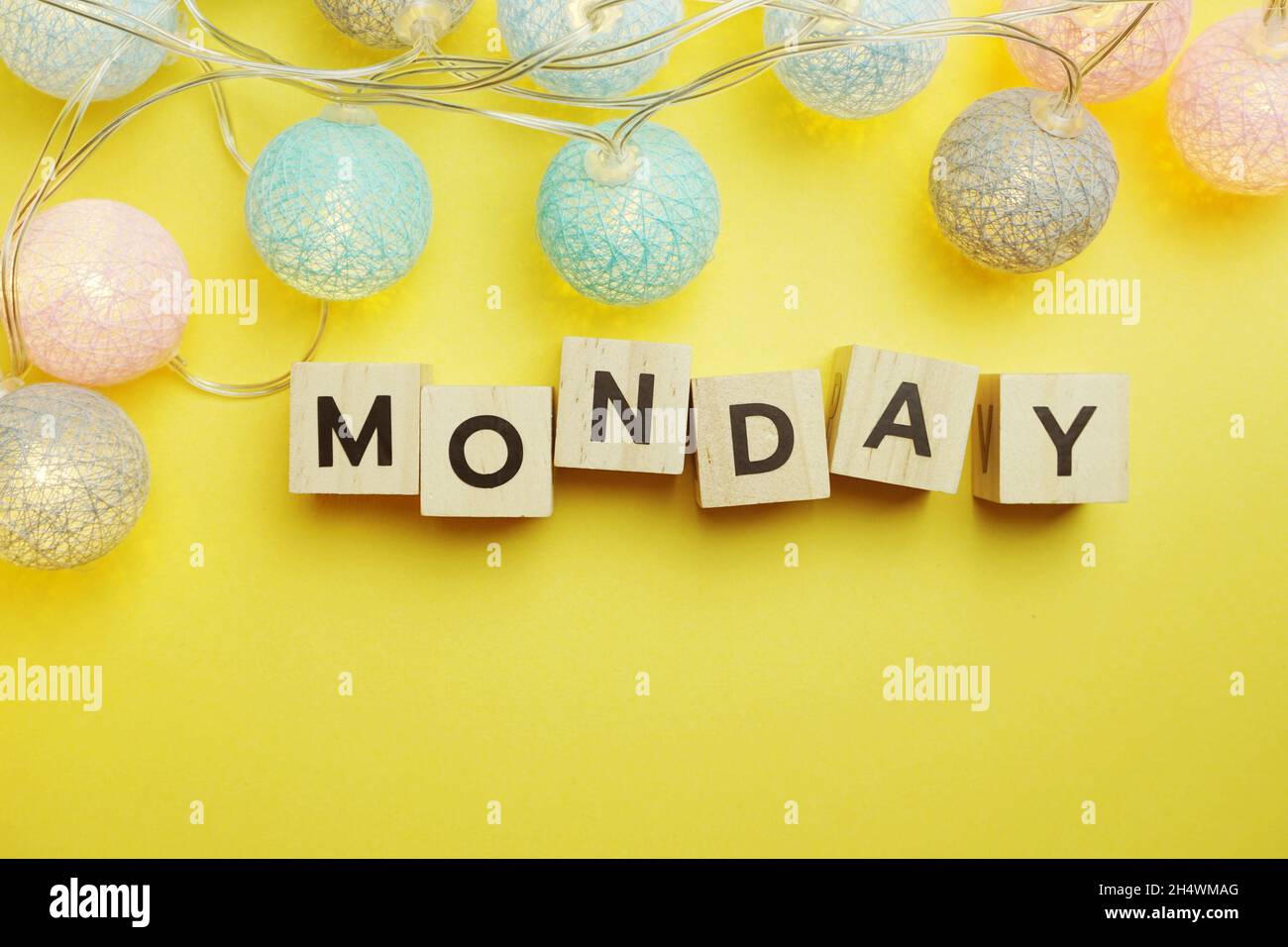 Monday alphabet letter with LED Cotton ball Decoration on yellow ...
