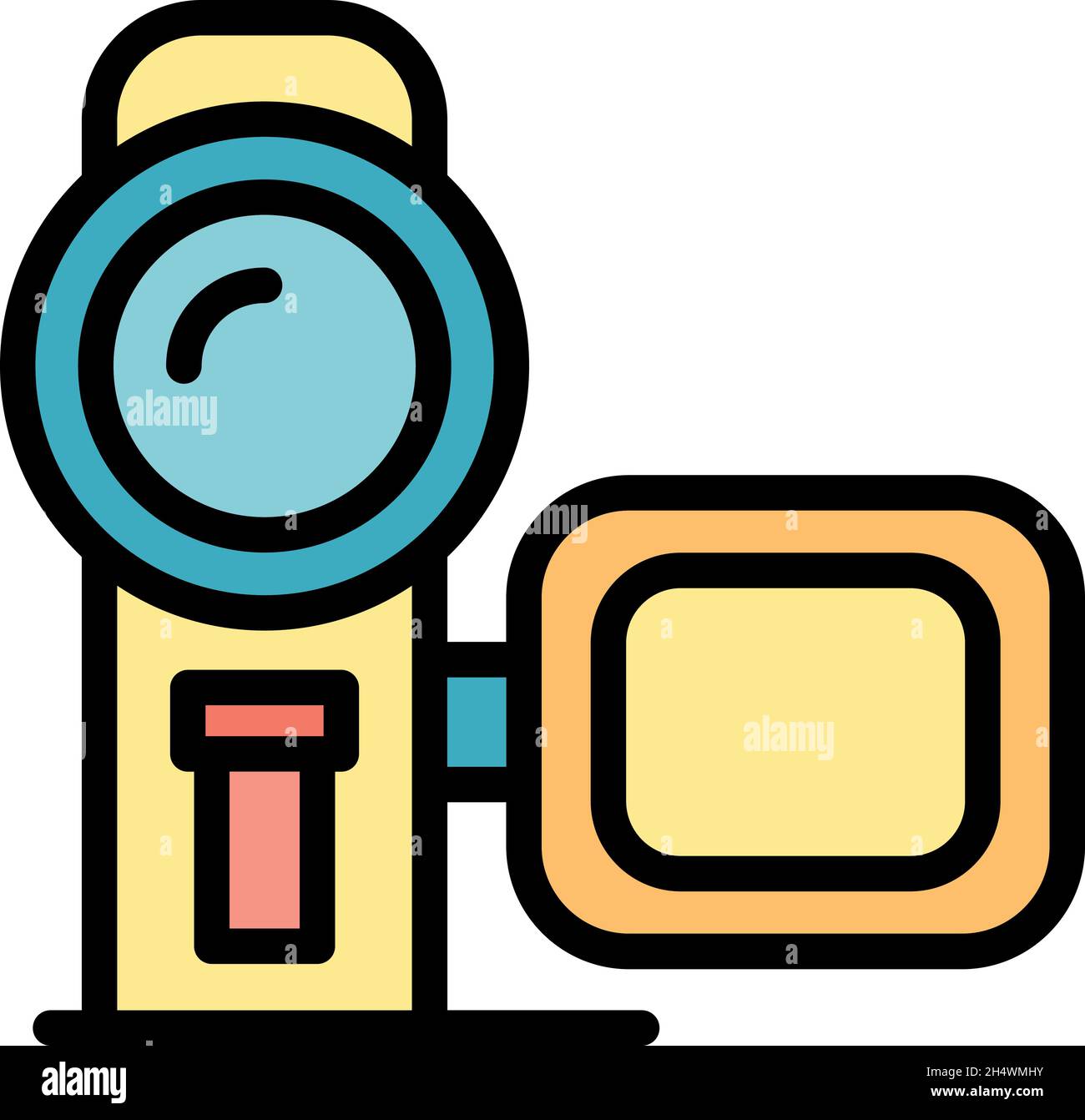 Pocket camcorder icon. Outline pocket camcorder vector icon color flat ...