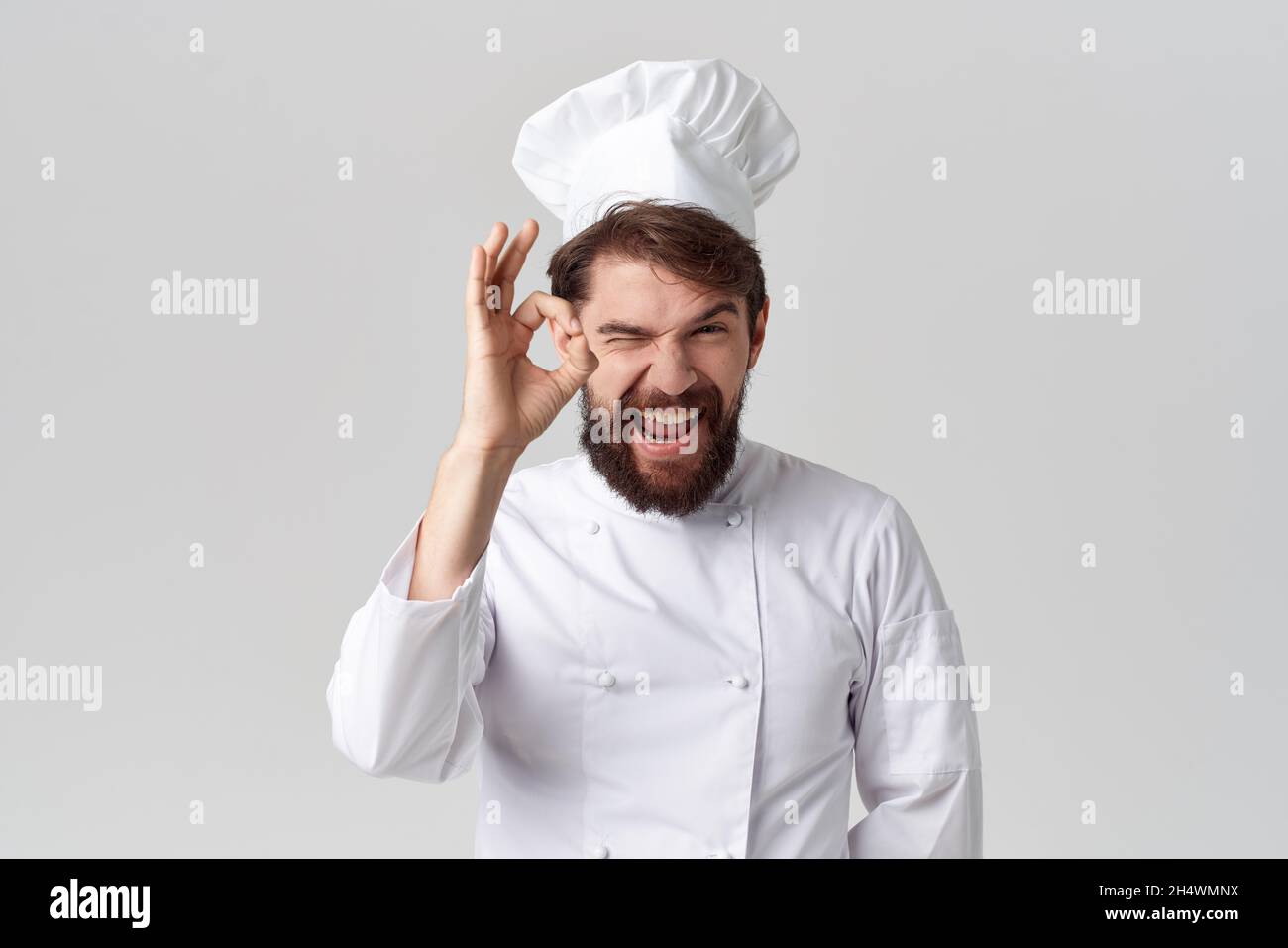 male cook work uniform profession kitchen stuff isolated background ...