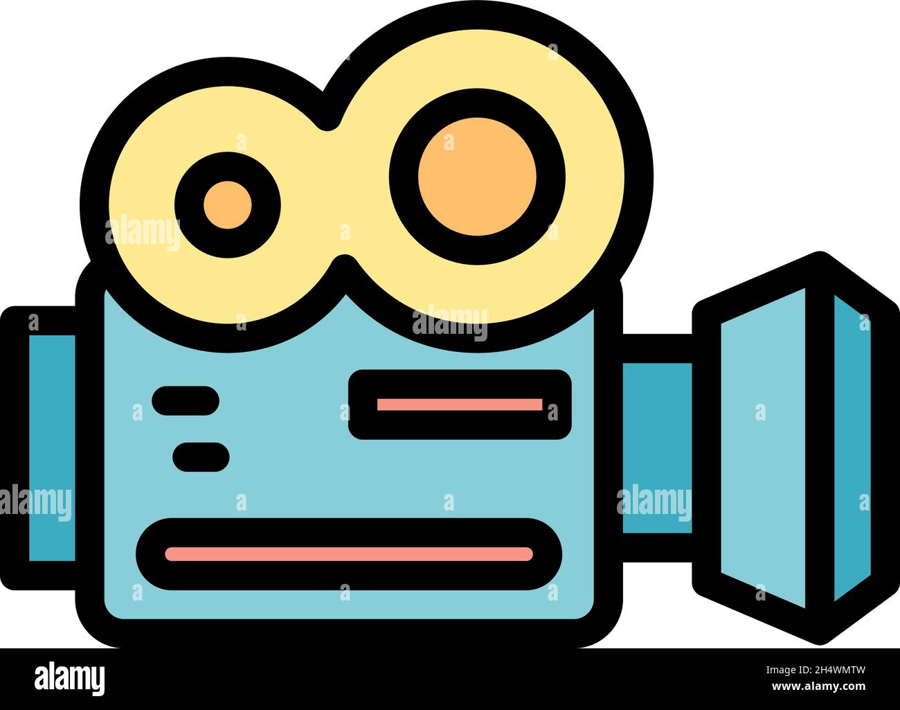 Movie camera icon. Outline movie camera vector icon color flat isolated ...