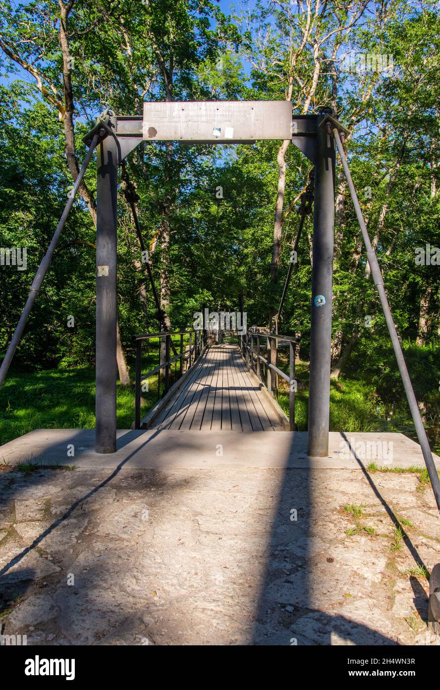 Vertical shot of a bridge in trees background Stock Photo - Alamy
