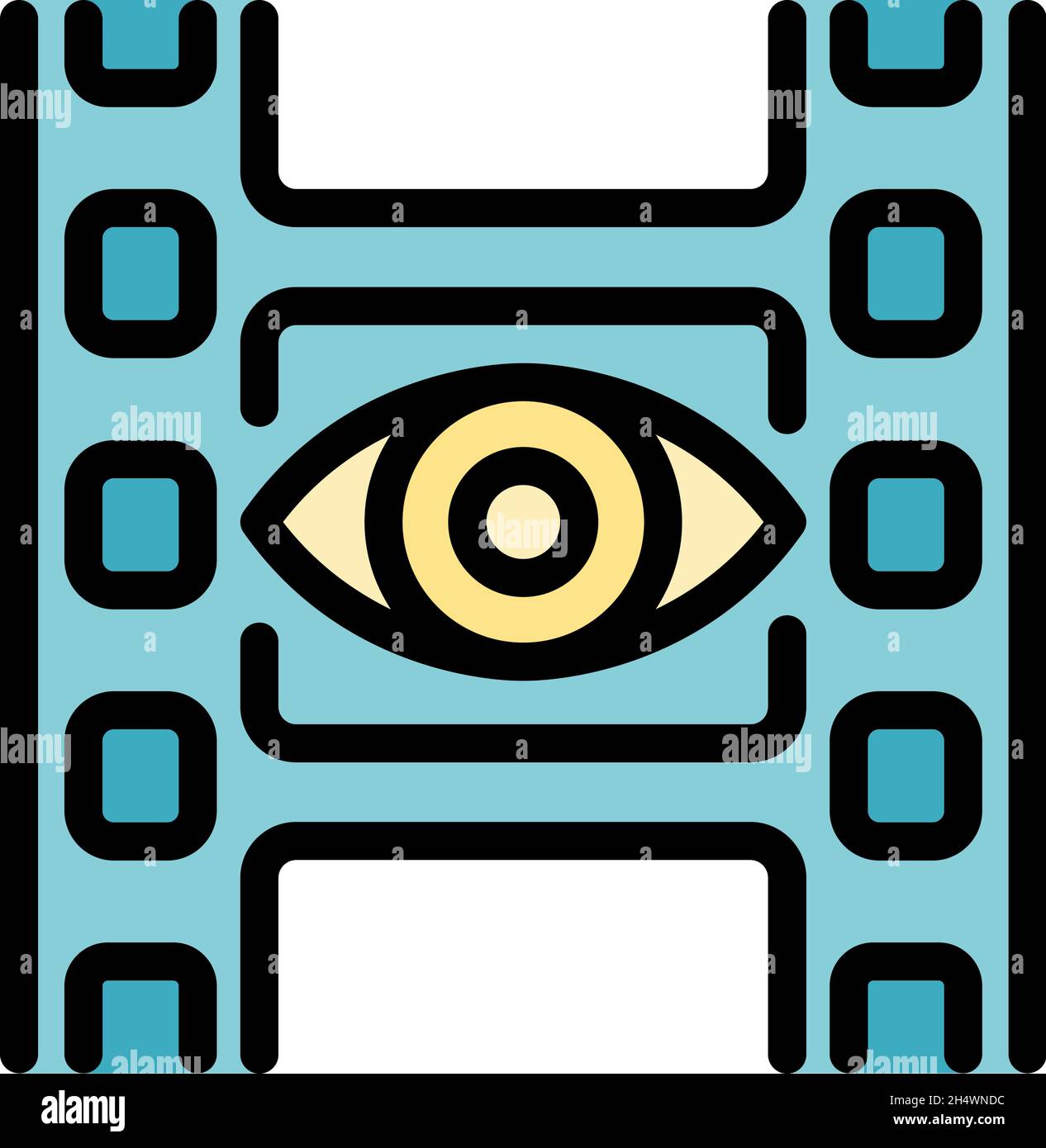 Eye video edit icon. Outline eye video edit vector icon color flat ...