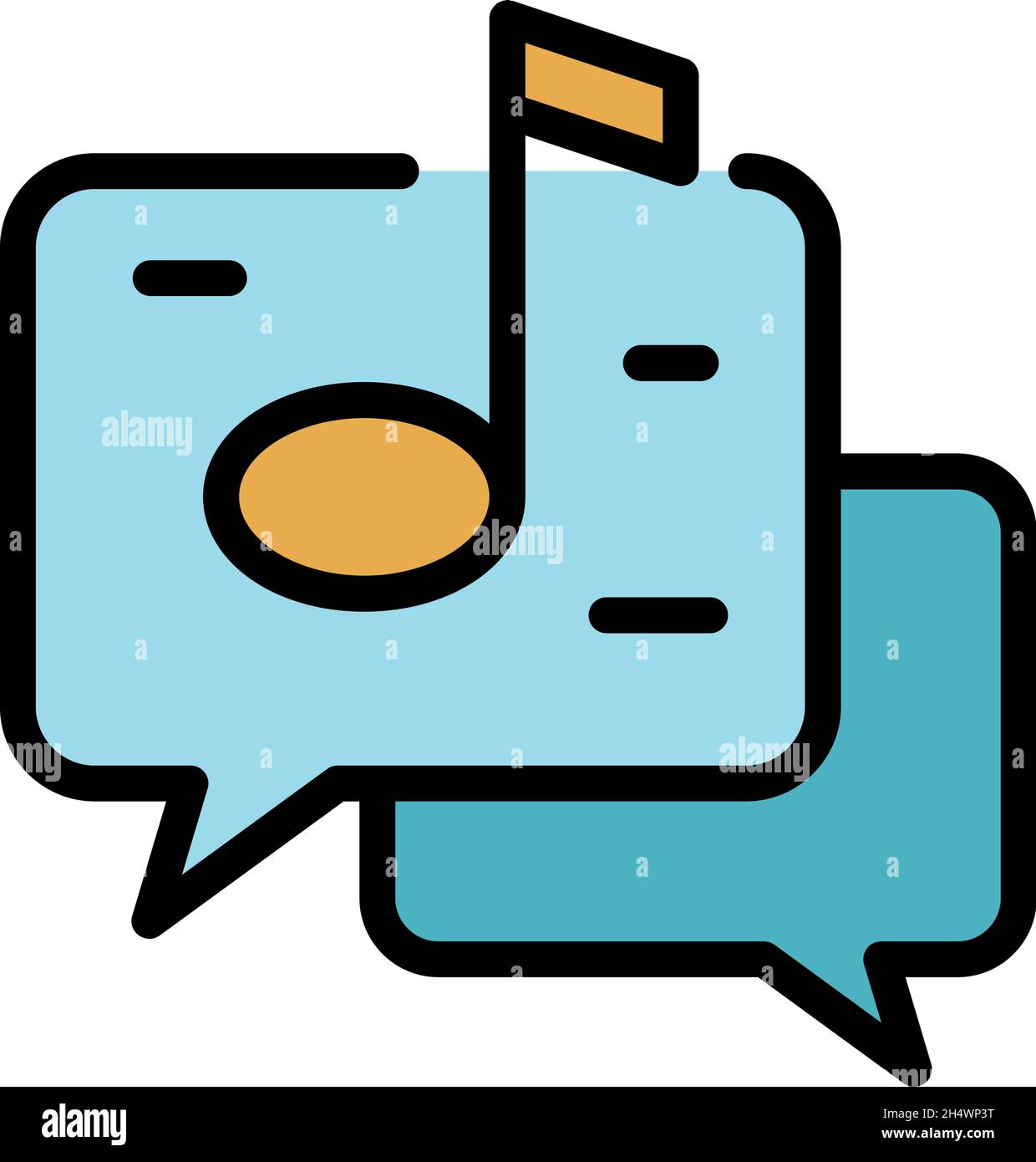 Musical chat icon. Outline musical chat vector icon color flat isolated ...