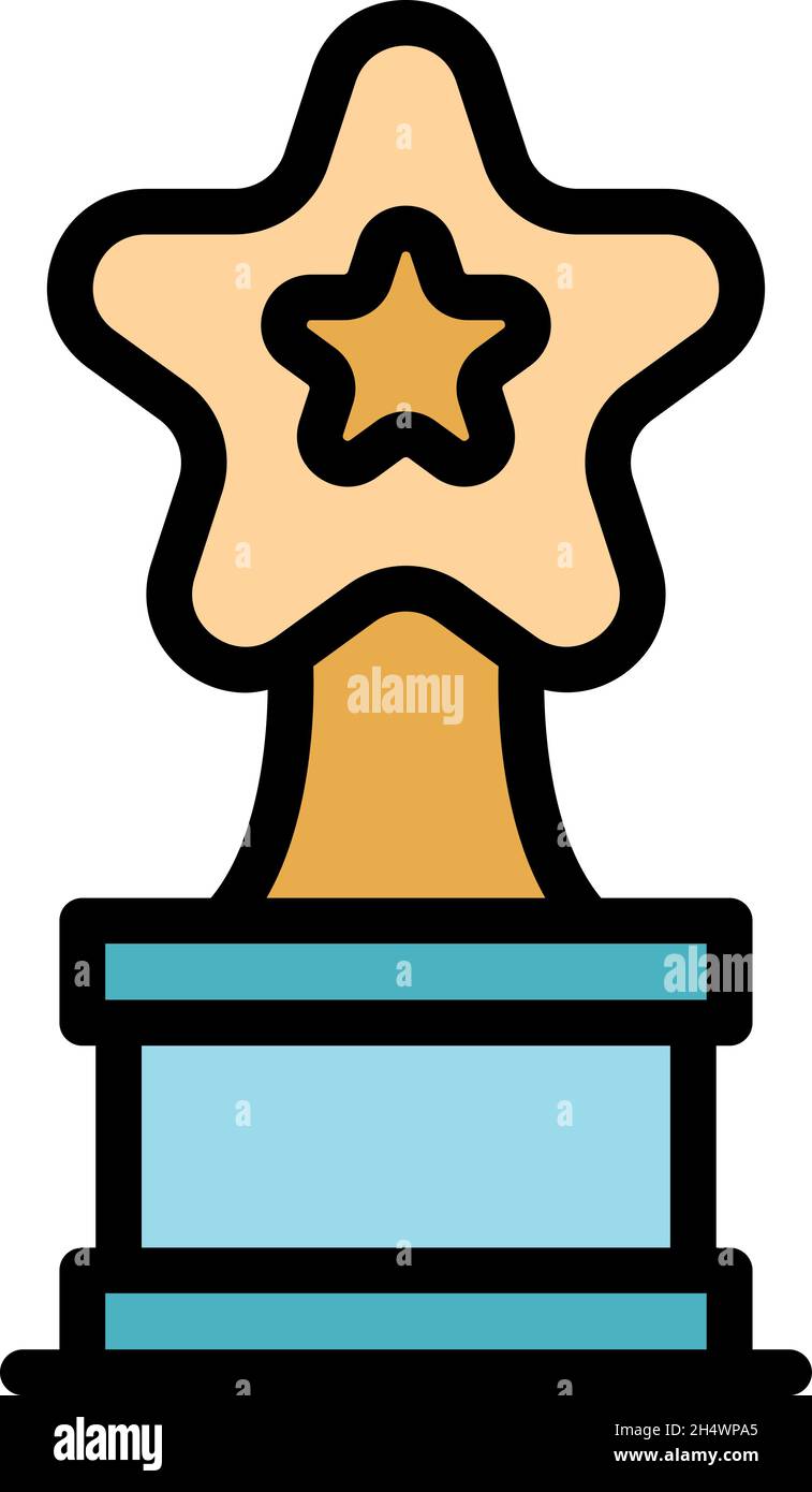 Star award icon. Outline star award vector icon color flat isolated ...