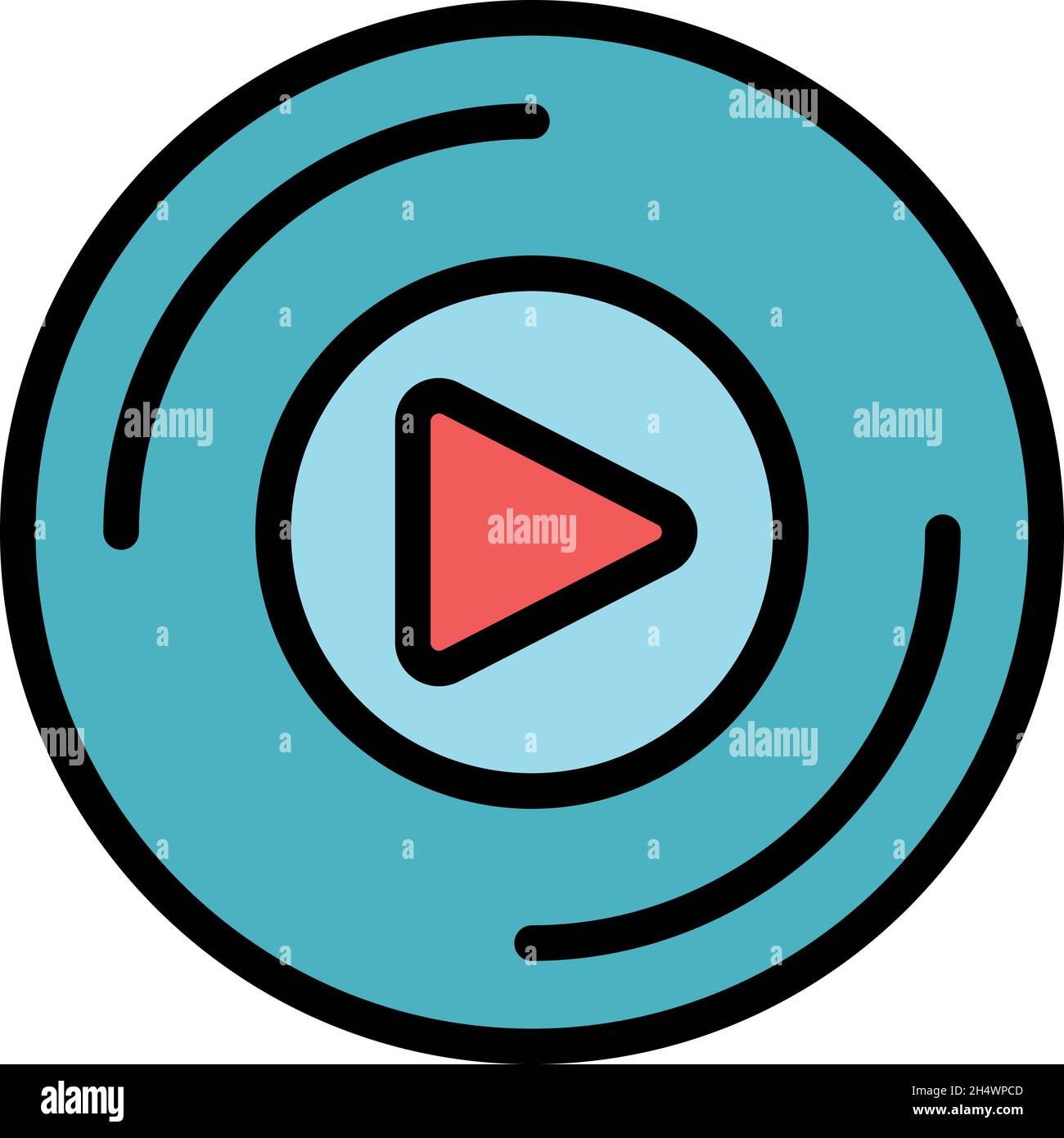 Playlist play icon. Outline playlist play vector icon color flat ...