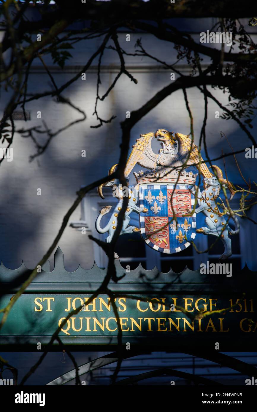 Emblem above the quincentennial gate at the Old Divinity School at St ...