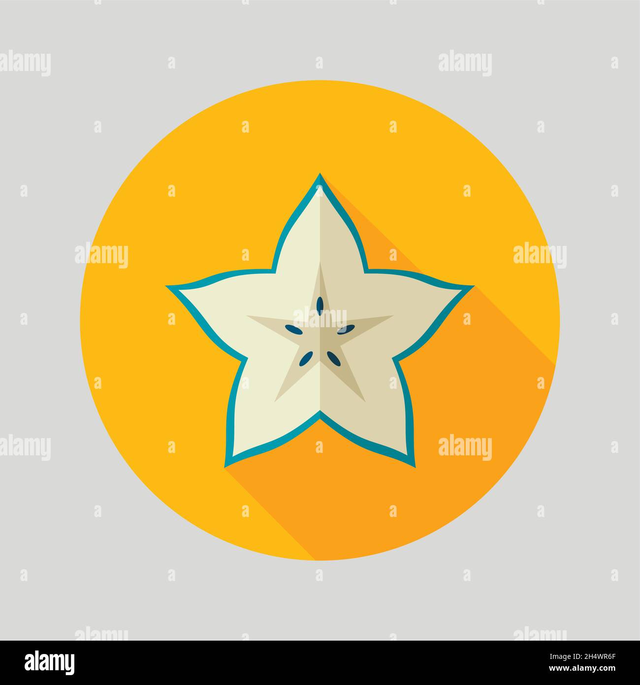 Starfruit Carambola Carom flat icon. Tropical fruit. Vector illustration, eps 10 Stock Vector ...