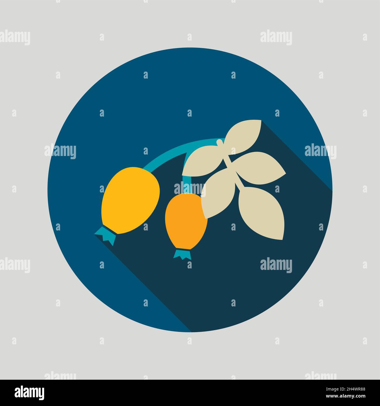 Rosehip branch with red berries flat icon. Berry fruit. Vector ...
