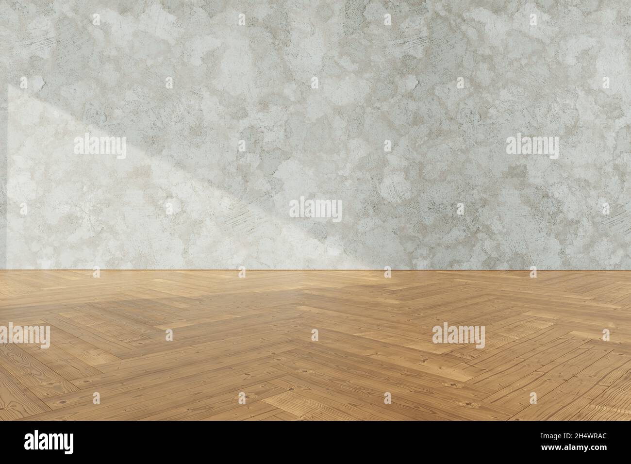 Floated concrete and wood floor interior Stock Photo - Alamy