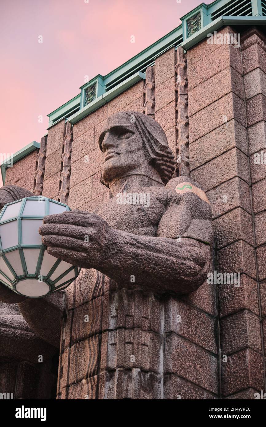 Helsinki, Finland - November 4, 2021: The 'Lantern Carriers' statues at ...