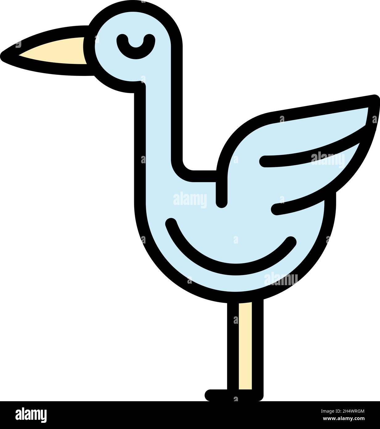 Cute stork icon. Outline cute stork vector icon color flat isolated ...