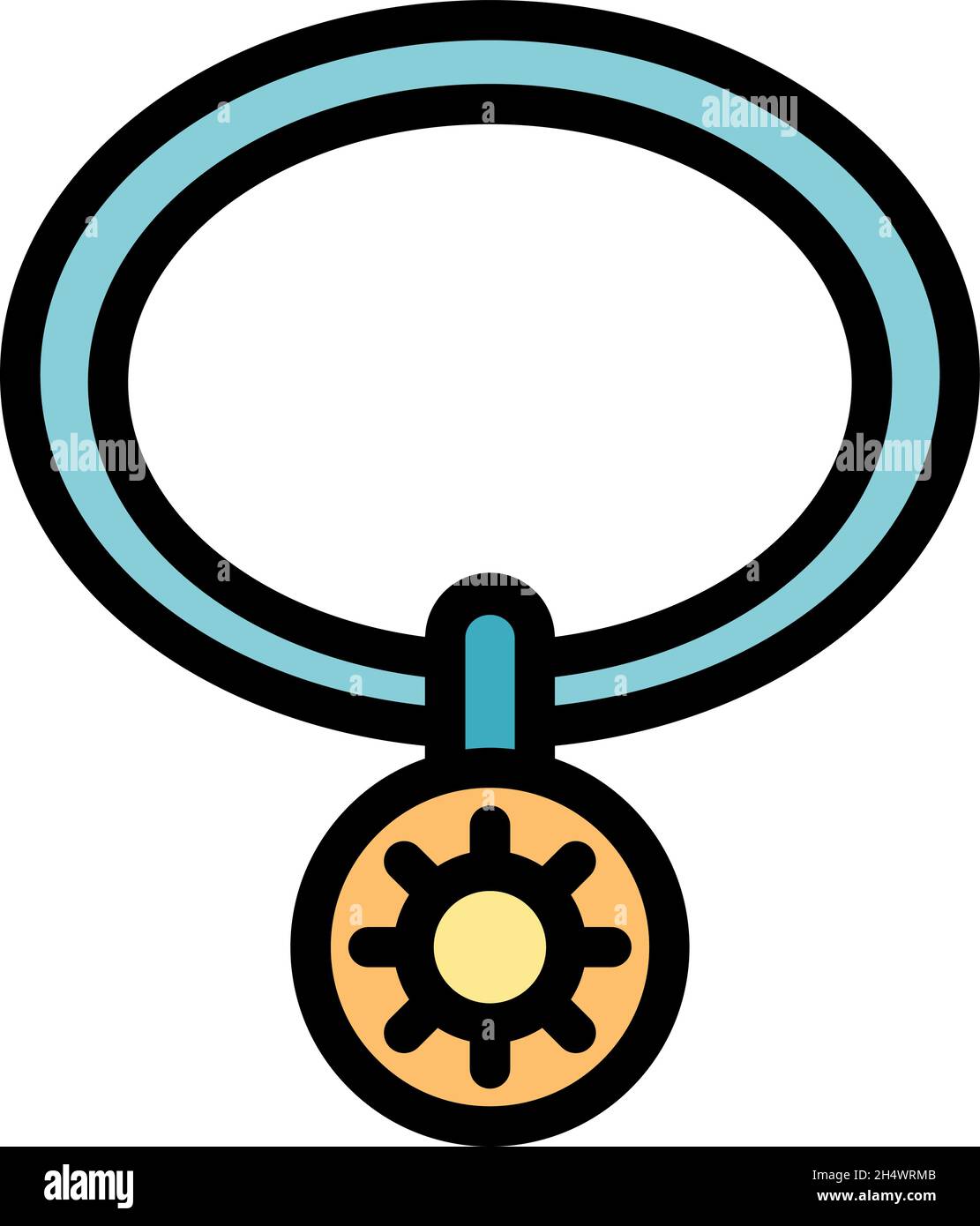 Necklace amulet icon. Outline necklace amulet vector icon color flat ...