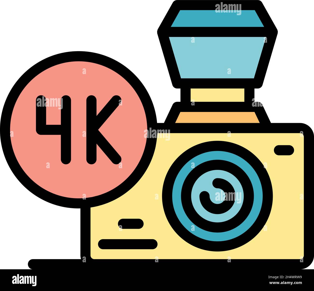 Camera 4k stream icon. Outline camera 4k stream vector icon color flat ...