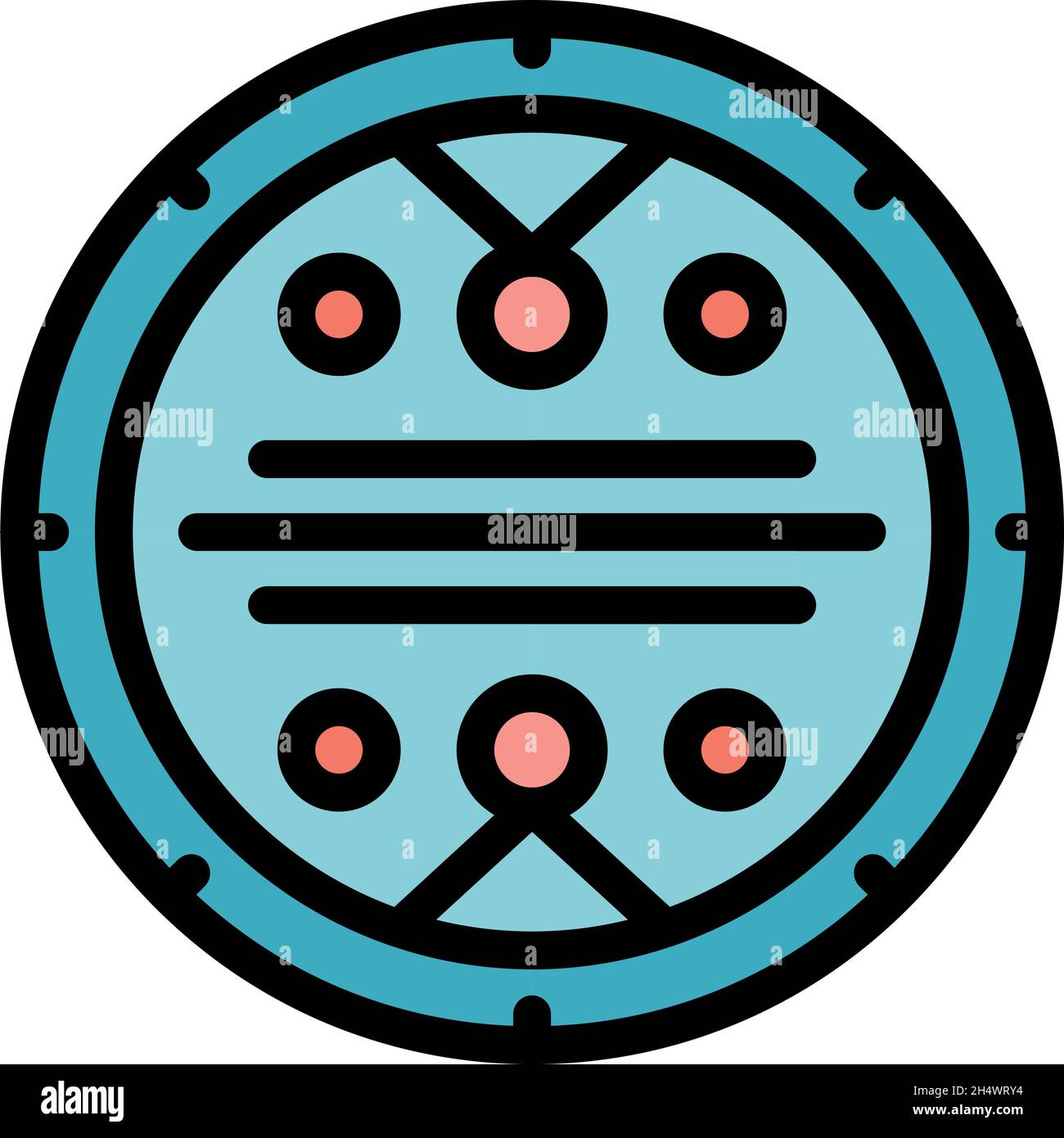 Gold coin amulet icon. Outline gold coin amulet vector icon color flat ...