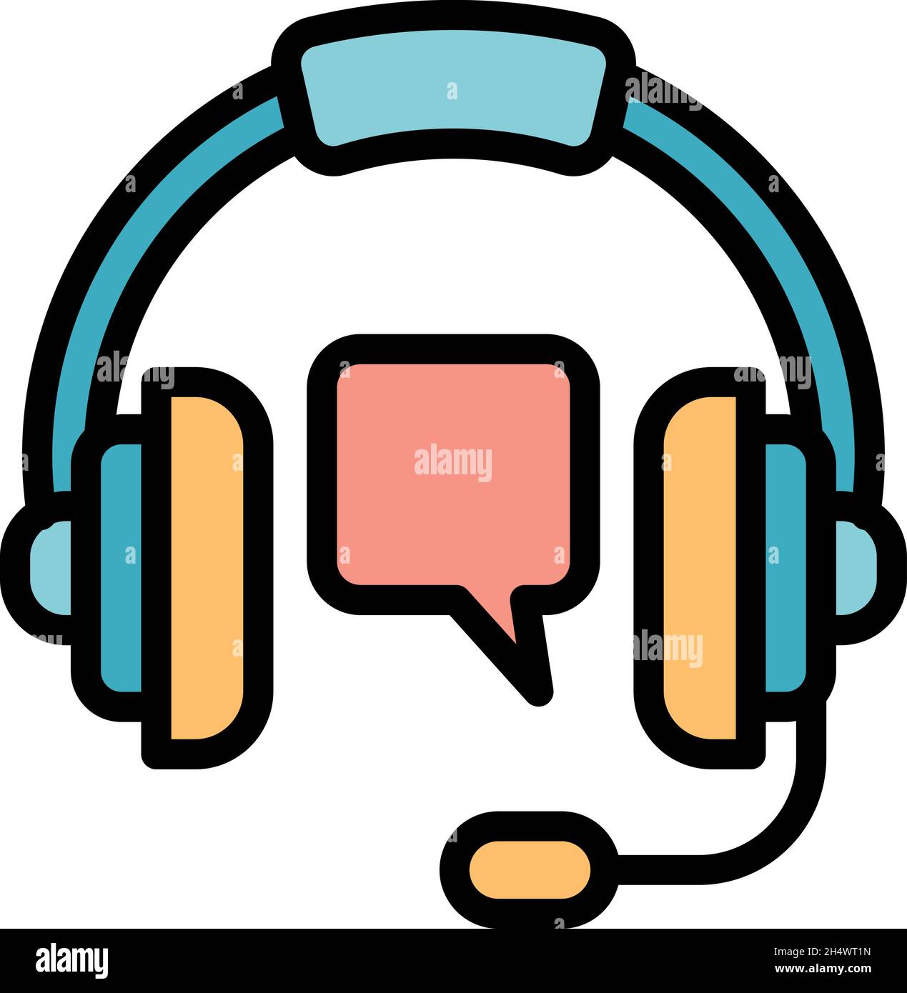 Gaming headset stream icon. Outline gaming headset stream vector icon ...