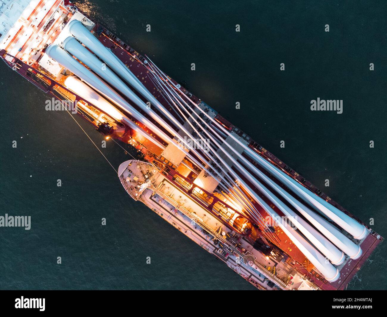 Overhead aerial shot of ships coming to port Stock Photo - Alamy