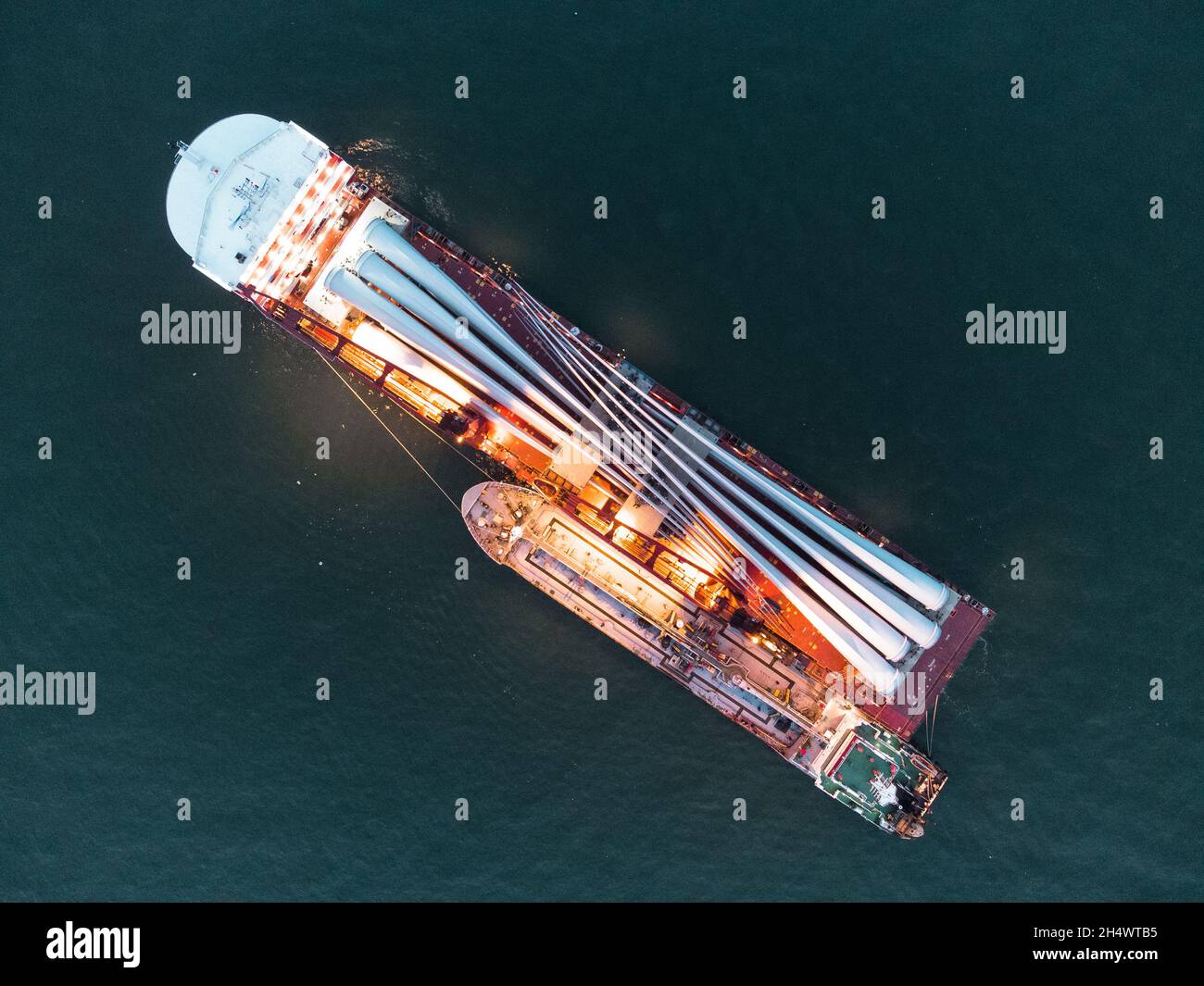 Overhead aerial shot of ships coming to port Stock Photo - Alamy