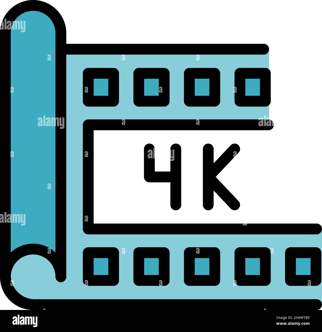 4k video stream icon. Outline 4k video stream vector icon color flat ...