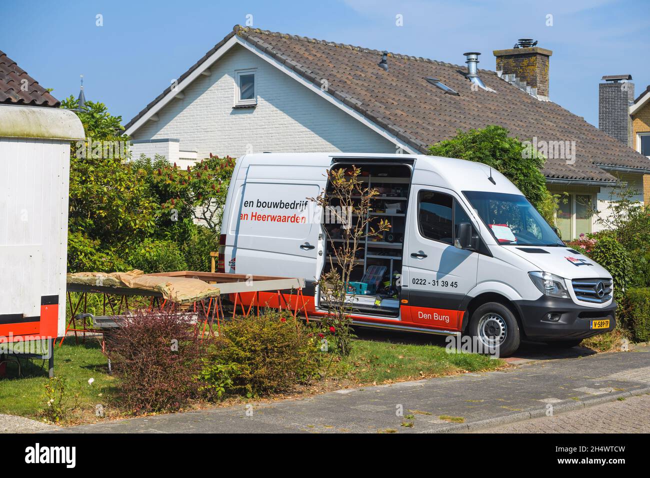 White Mercedes-Benz Sprinter van from repair construction company ...