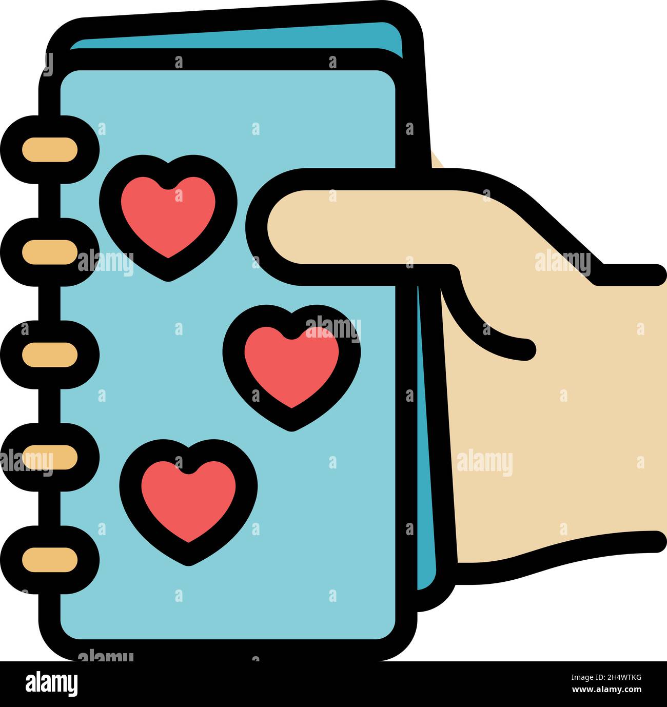 Trust notebook icon. Outline trust notebook vector icon color flat ...