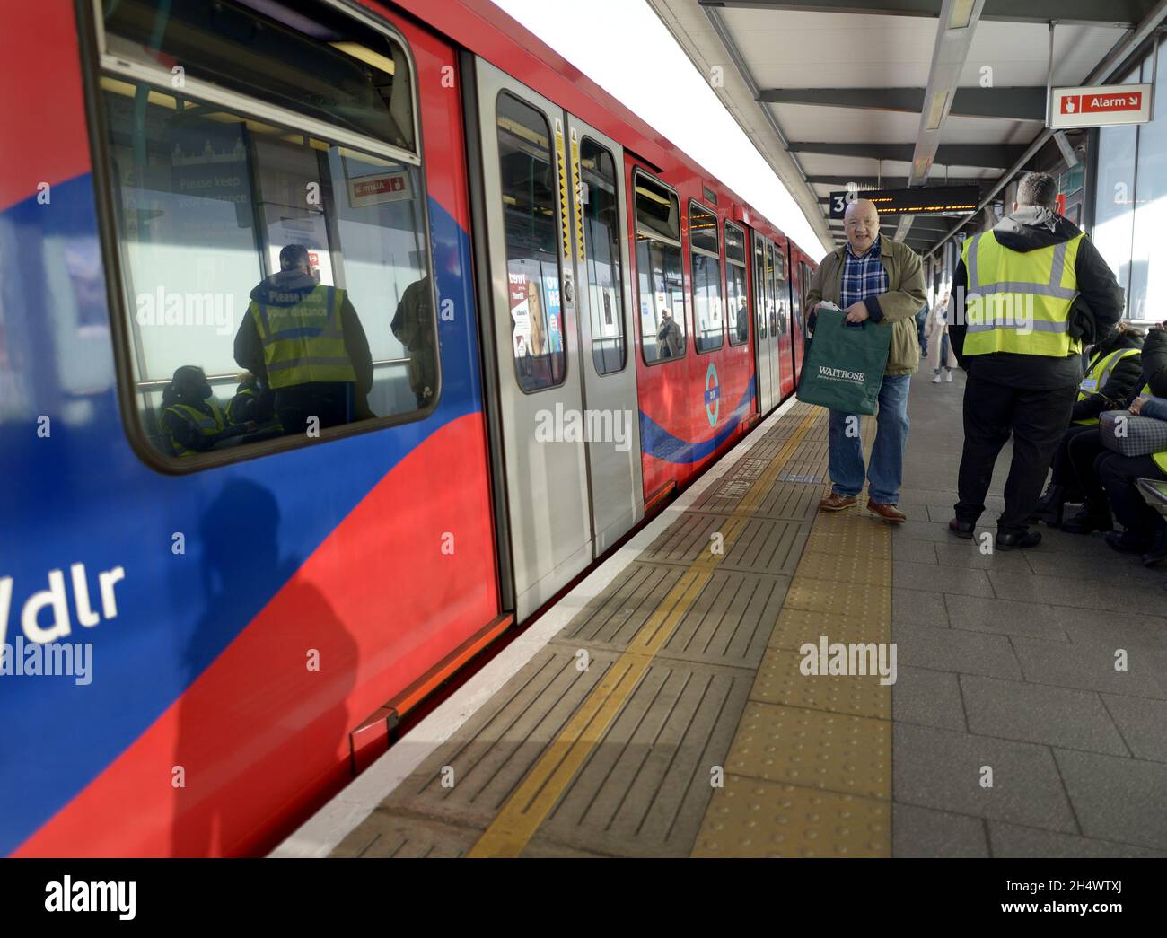 London, England, UK. DLR / Docklands Light Railway - train at a ...