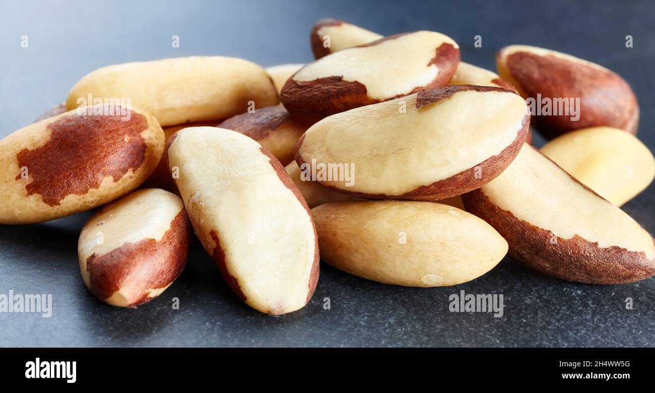 Close up picture of Brazil nuts, selective focus Stock Photo - Alamy