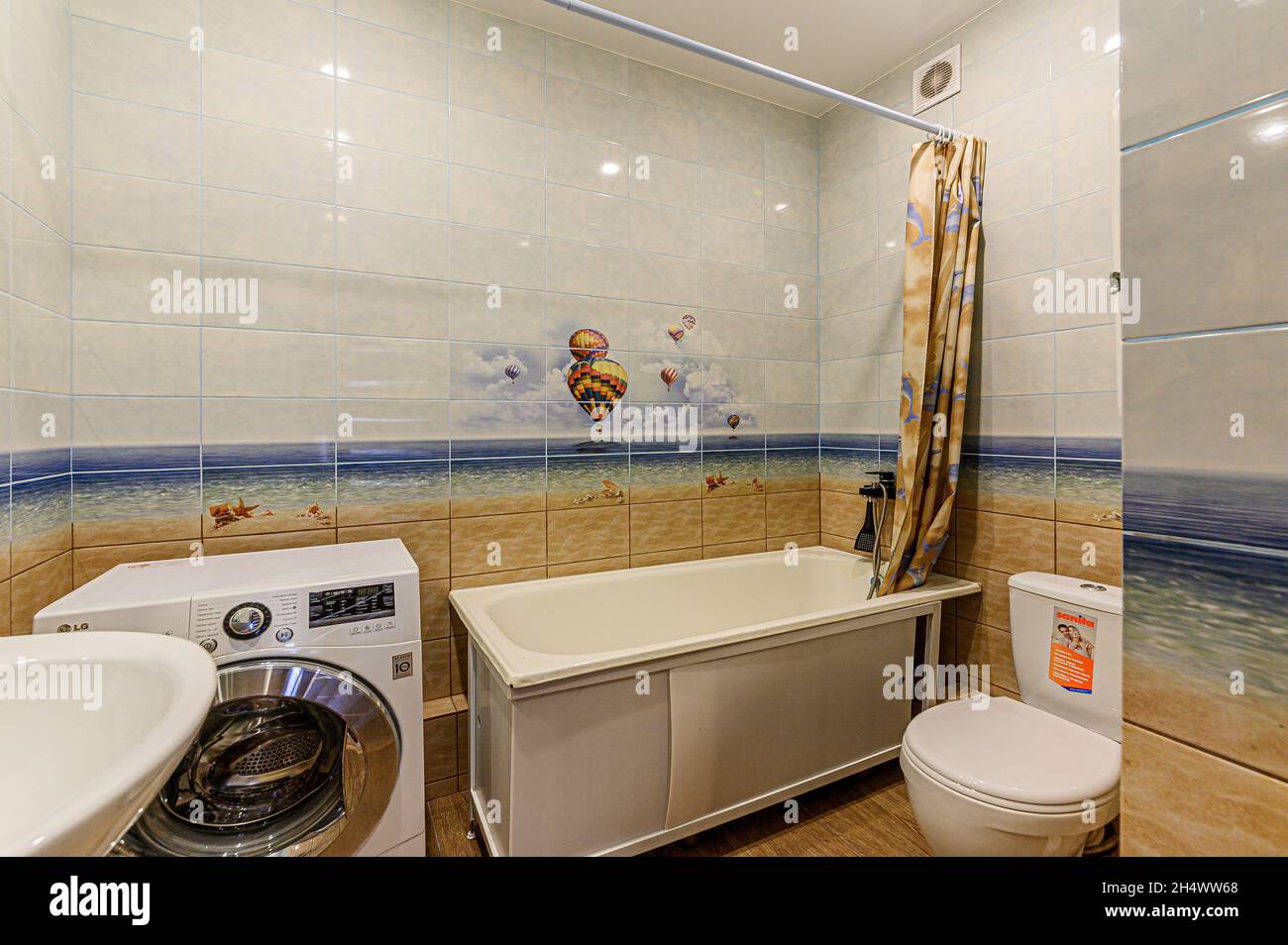 Russia, Moscow- May 03, 2020: interior bathroom, sink, decor elements ...