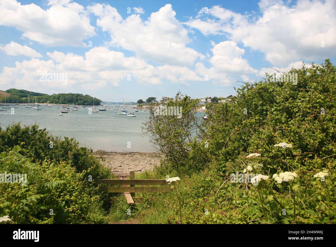 A stile gives access to the foreshore on the Percuil River opposite St ...