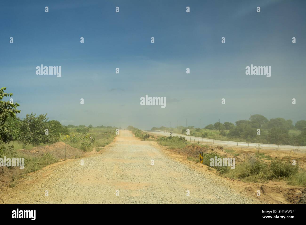 Roadworks paralel dirt road deviation in Africa Stock Photo - Alamy