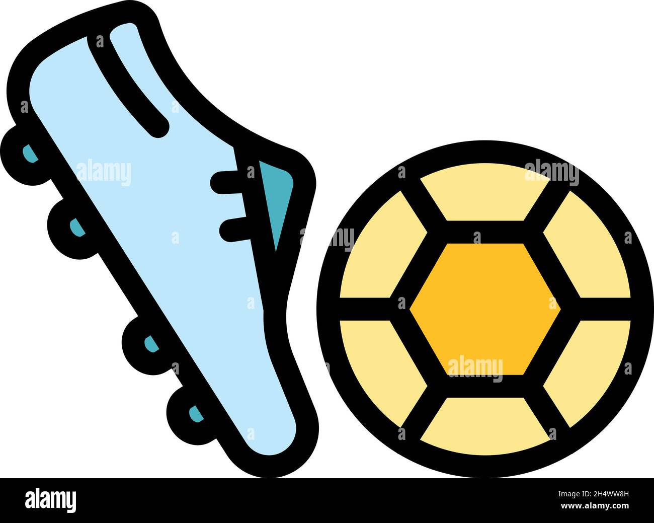 Soccer boot ball icon. Outline soccer boot ball vector icon color flat ...