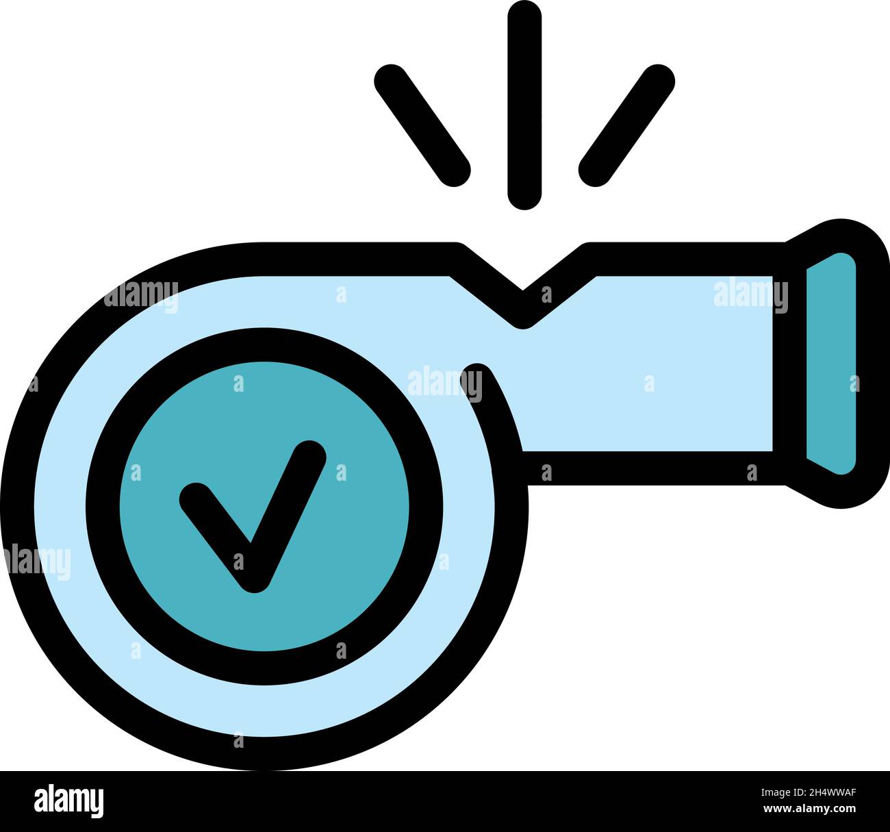 Referee whistle icon. Outline referee whistle vector icon color flat ...