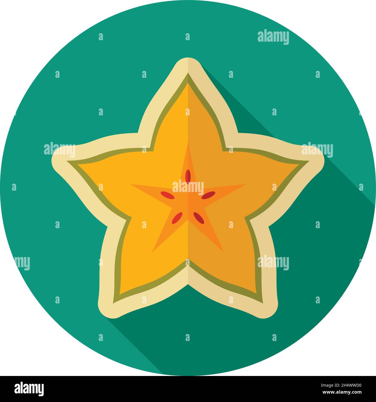 Starfruit Carambola Carom flat icon. Tropical fruit. Vector illustration, eps 10 Stock Vector ...