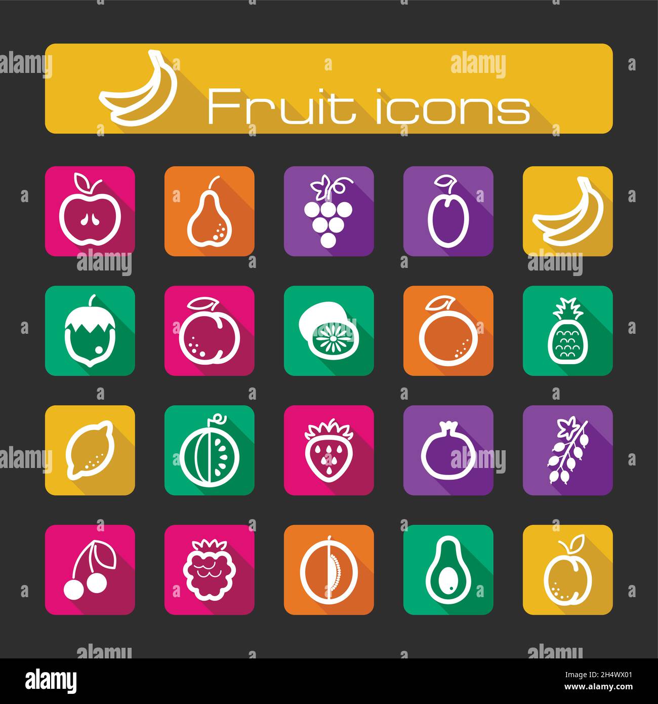 The modern icons set fruits vector eps 10 Stock Vector Image & Art - Alamy