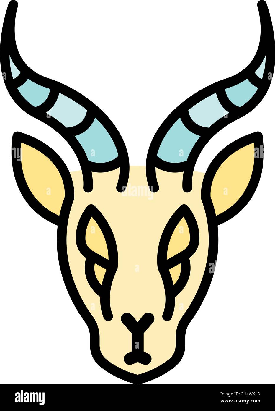Head gazelle icon. Outline head gazelle vector icon color flat isolated ...