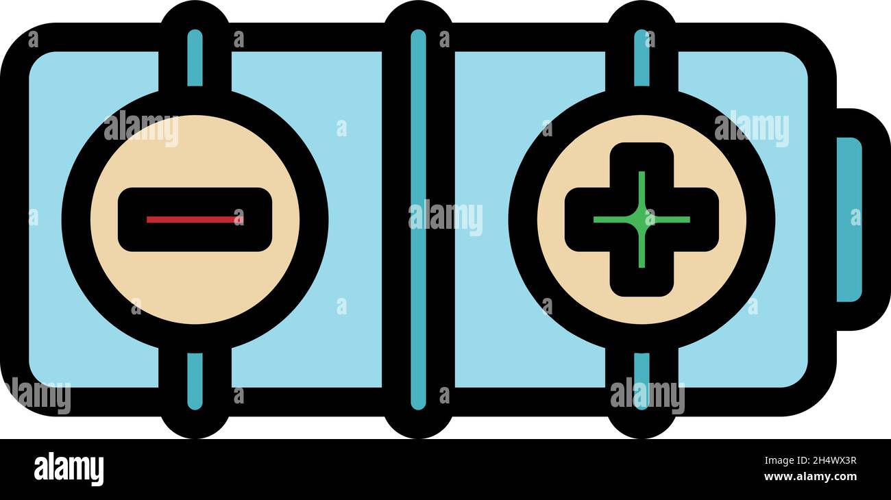 Cell battery icon. Outline cell battery vector icon color flat isolated ...