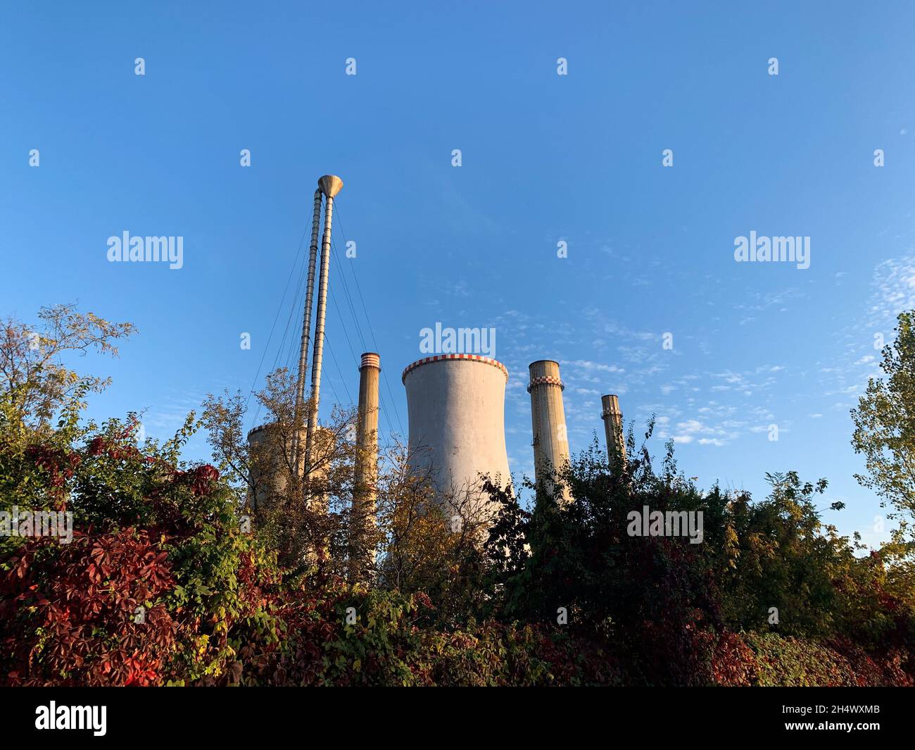 Low angle shot of the beautiful CET power plants in a sunny day in Iasi ...