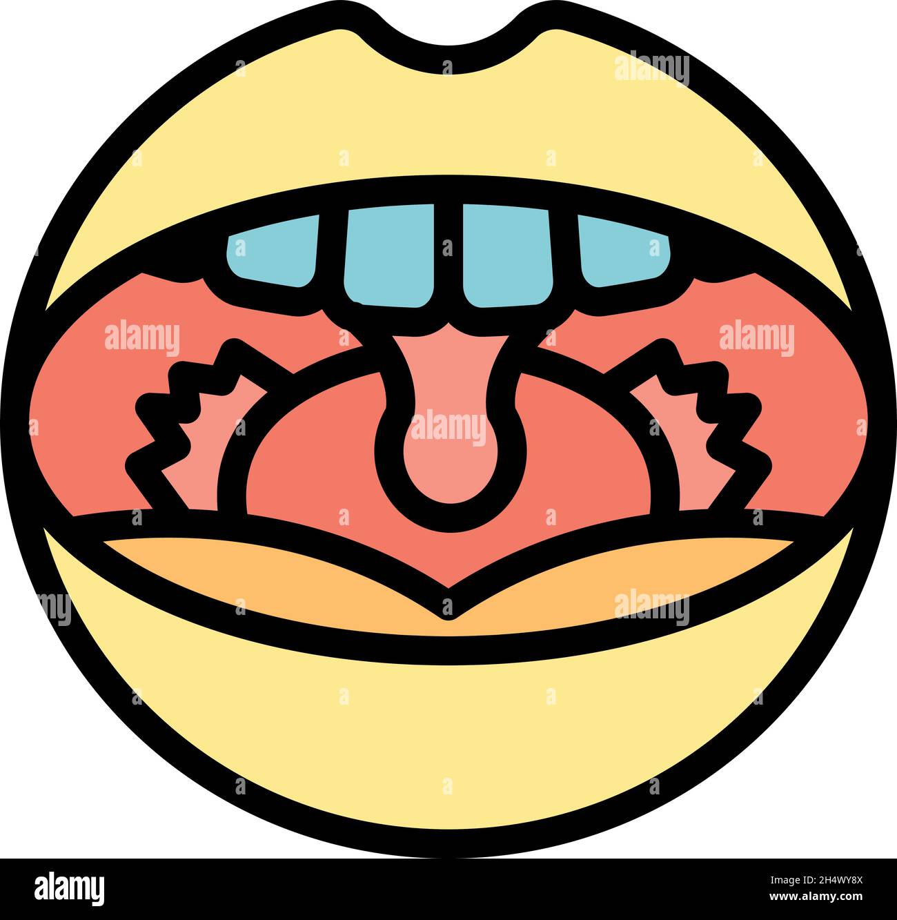 Anatomy tonsillitis icon. Outline anatomy tonsillitis vector icon color ...