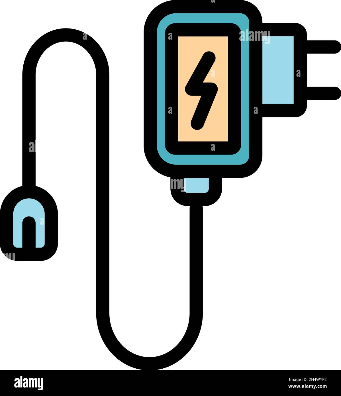 Fast charger icon. Outline fast charger vector icon color flat isolated ...